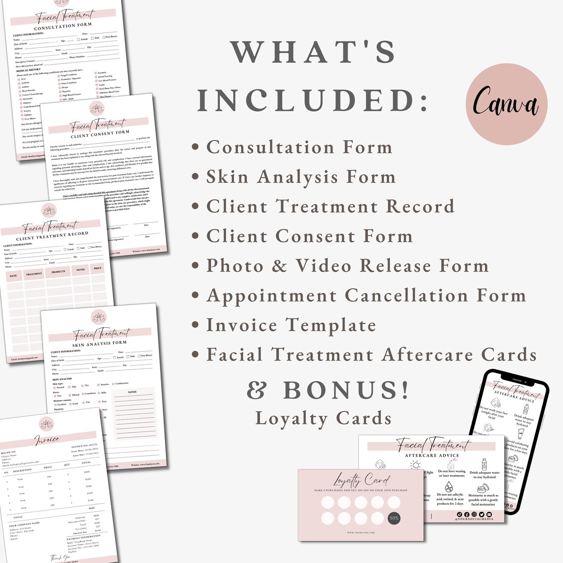 Facial Treatment Forms, Esthetician Forms Bundle, Skincare Forms ...