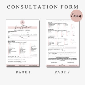 Facial Consultation Form, Facial Intake Form, Skincare Forms, Spa Forms ...