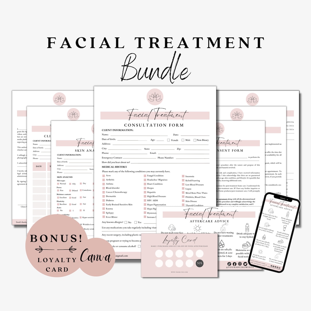 Facial Treatment Forms, Esthetician Forms Bundle, Skincare Forms ...