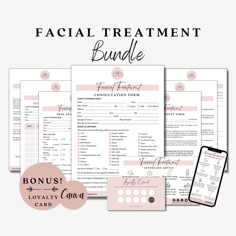 Facial Treatment Forms, Esthetician Forms Bundle, Skincare Forms ...
