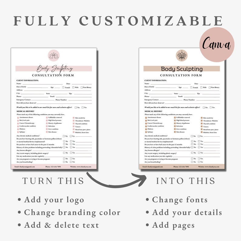 Body Sculpting Forms Body Shaping Forms Med Spa Intake - Etsy Australia