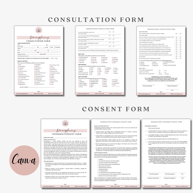 Dermaplaning Forms, Facial Consultation, Skincare Consent, Skincare ...
