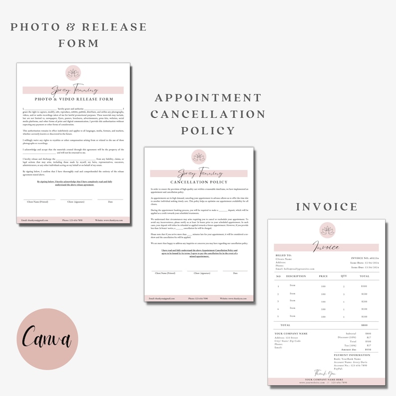 Spray Tan Consent Form, Tanning Consent, Tanning Salon Forms, Editable ...
