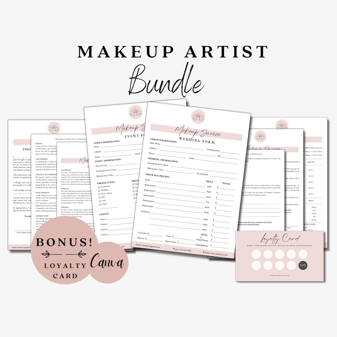 MUA Contract, Makeup Agreement, Bridal Contract, MUA Forms, Makeup ...