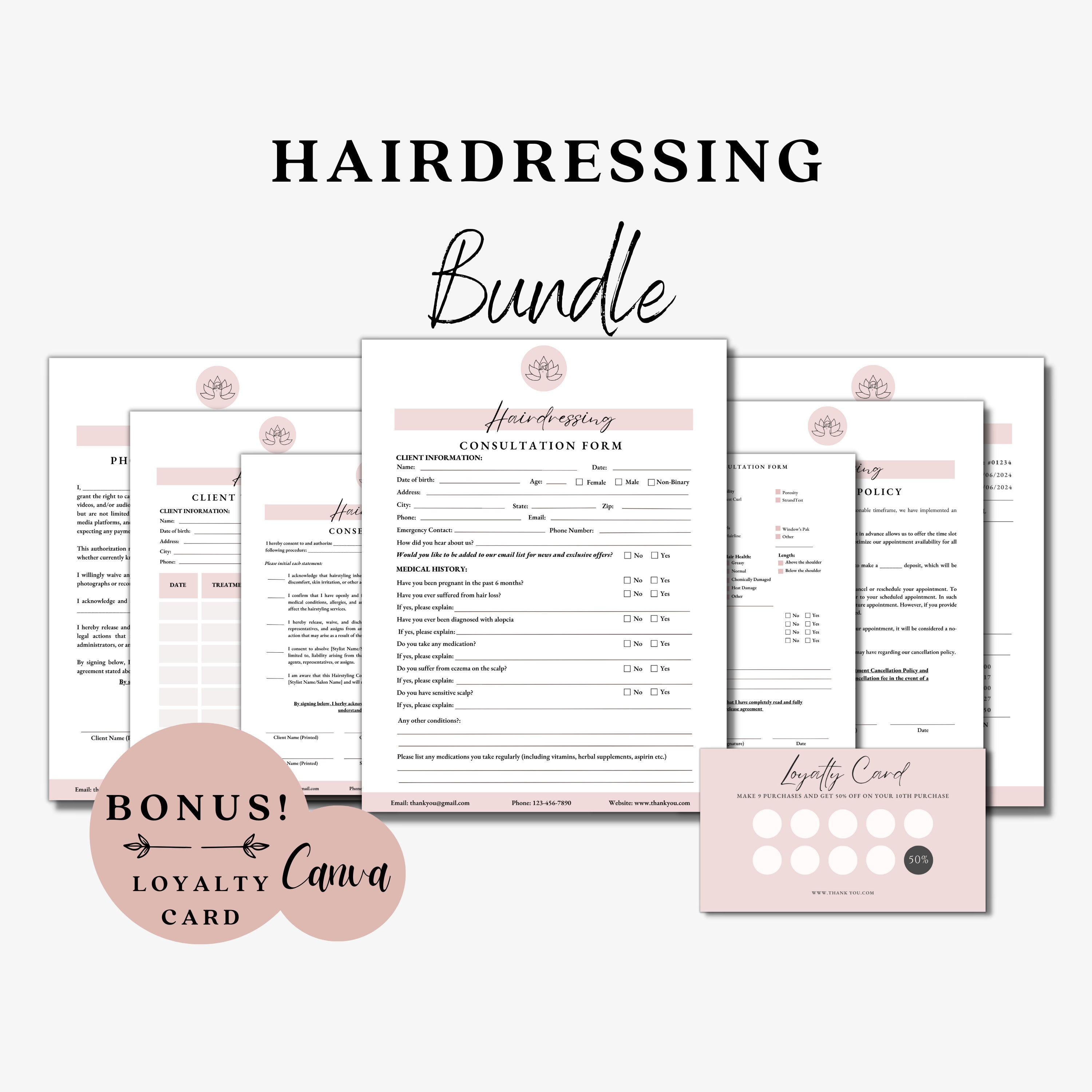 Hairdressing Forms, Hairdresser Contract, Hairstylist Contract, Hair ...