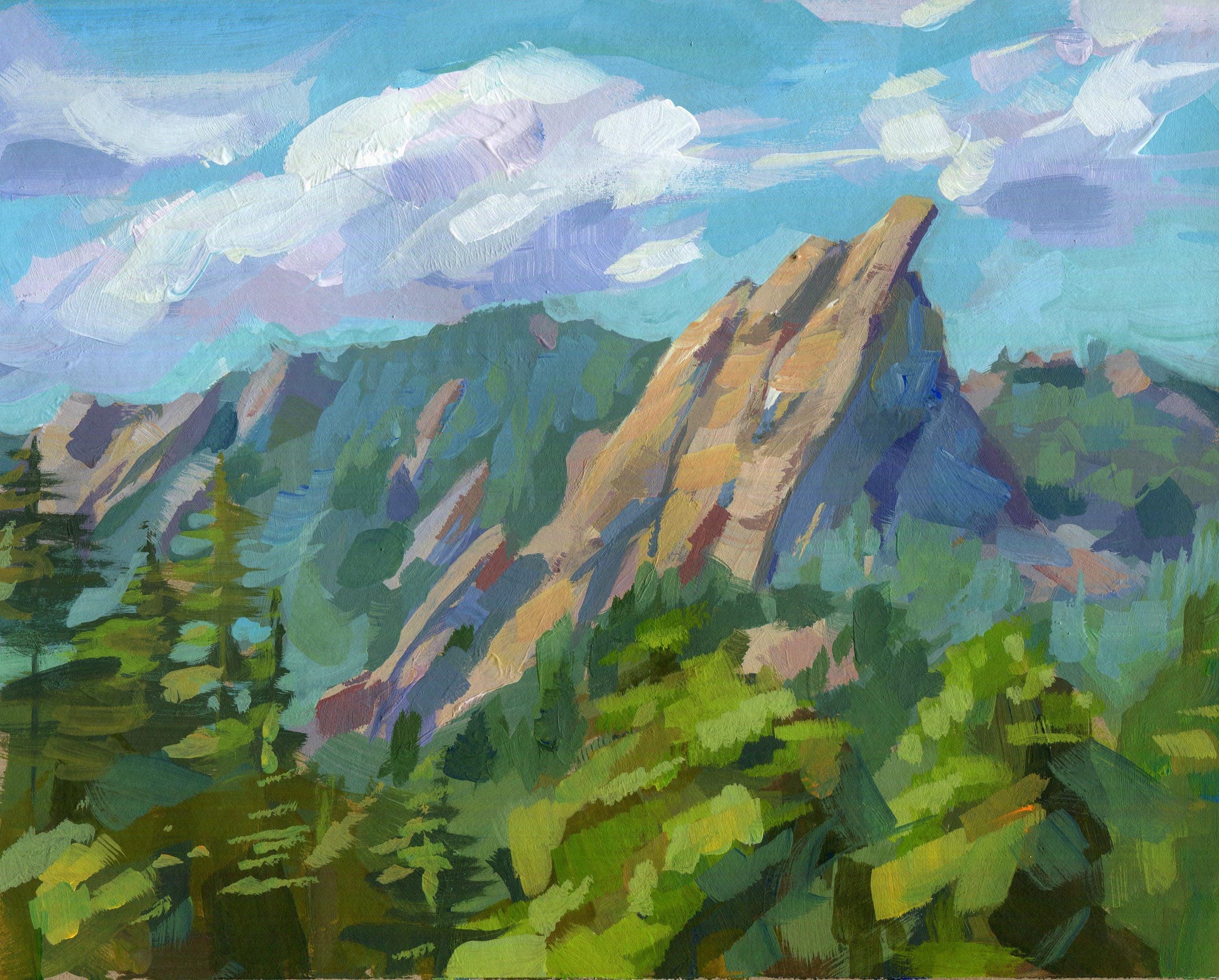 Boulder Flatirons Giclee Art Print, Bright Nature Inspired Wall Decor ...