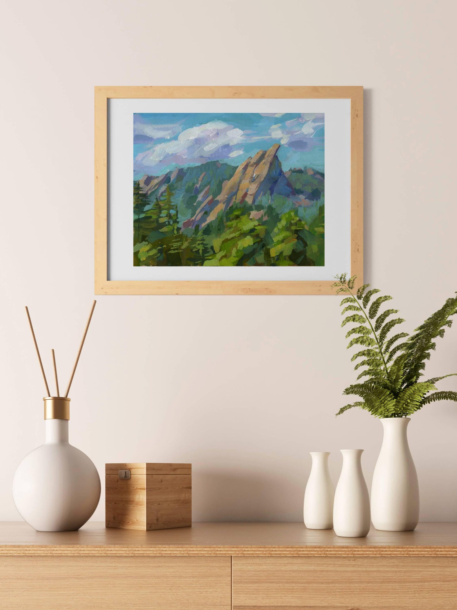 Boulder Flatirons Giclee Art Print, Bright Nature Inspired Wall Decor ...