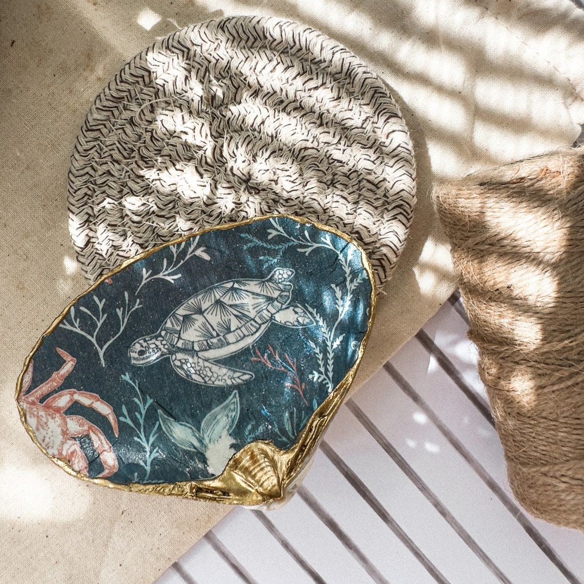 Custom Large Sea Creature Shell Trinket Dish Clam Shell Jewelry Holder ...