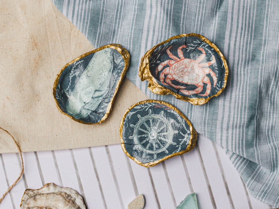 Custom Large Sea Creature Oyster Shell Trinket Dish | Shell Jewelry ...