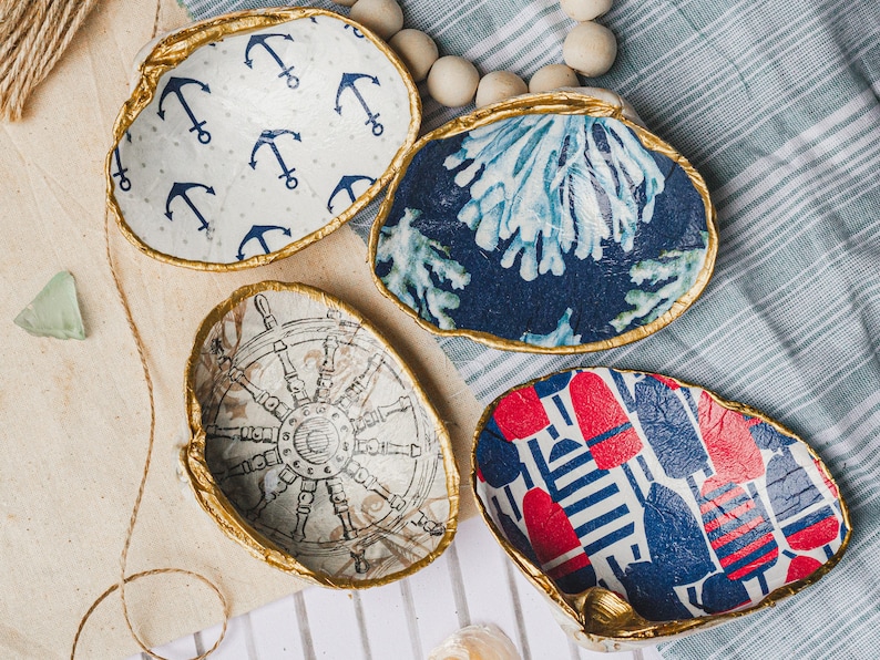 Custom Large Nautical Shell Trinket Dish Clam Shell Jewelry Holder ...