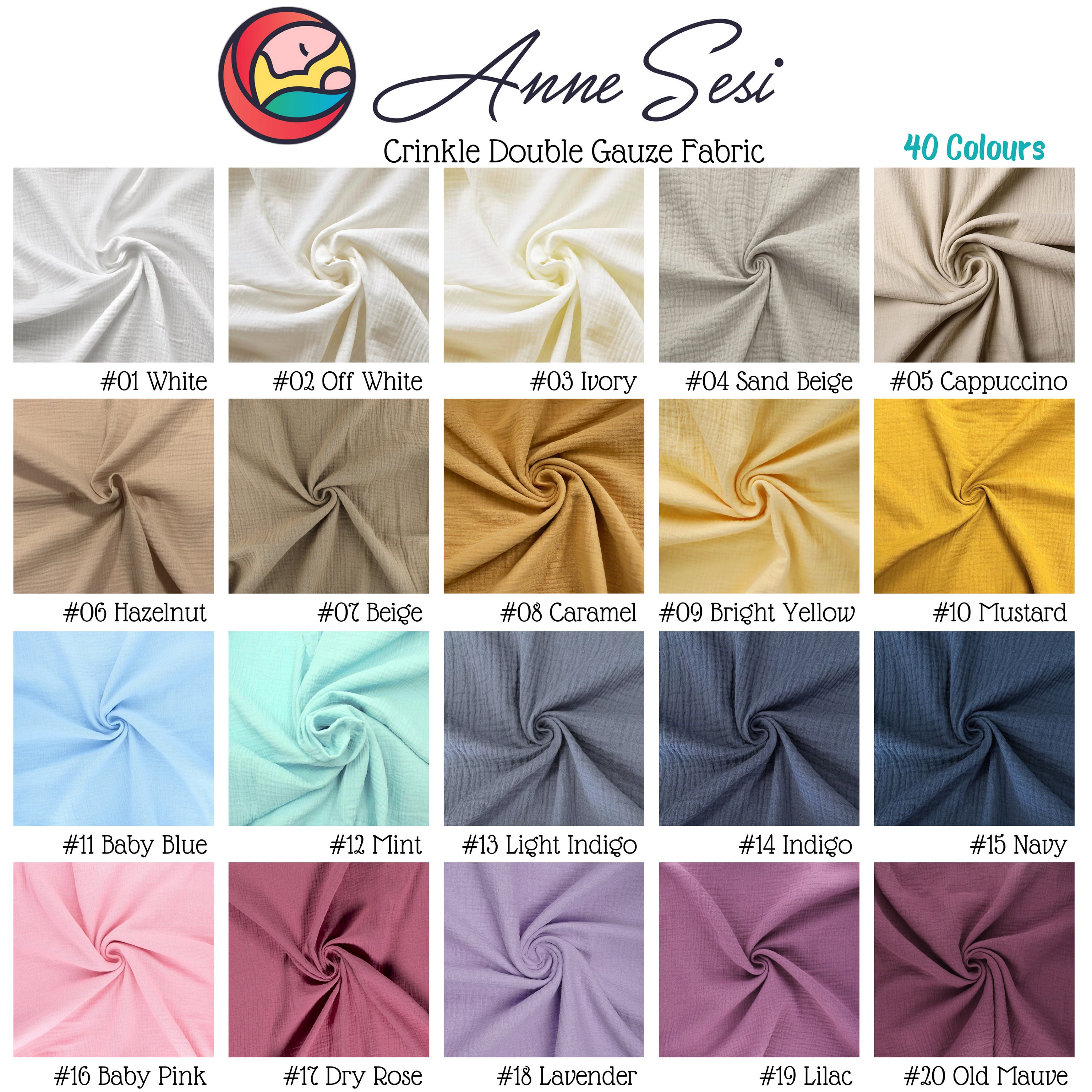 Double Gauze Crinkly Cotton Muslin Dressmaking Lightweight Fabric ...