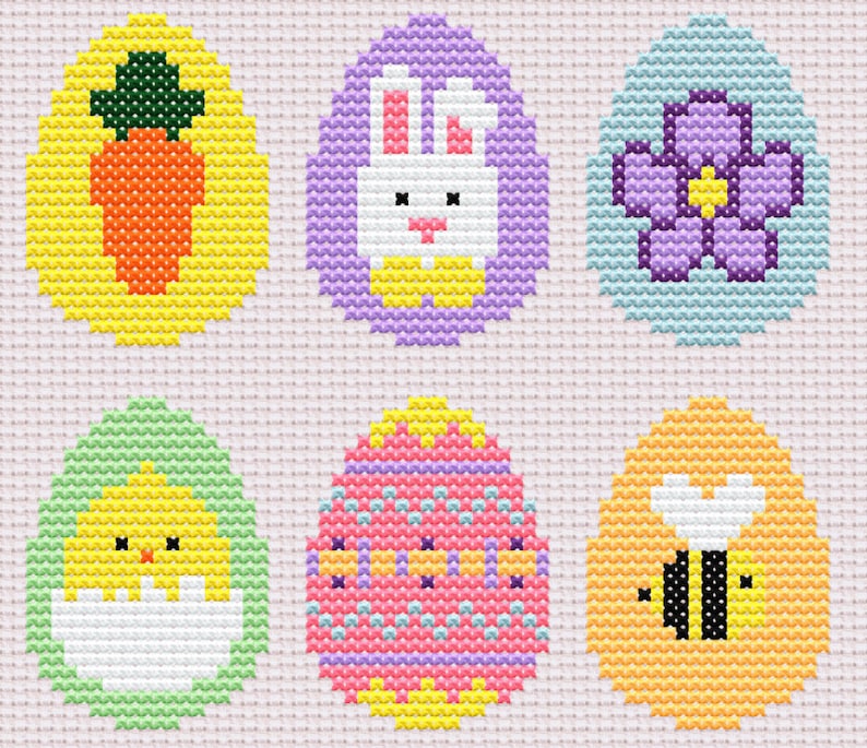 Easter Eggs Cross Stitch Pattern Picture, Card, Gift - Etsy