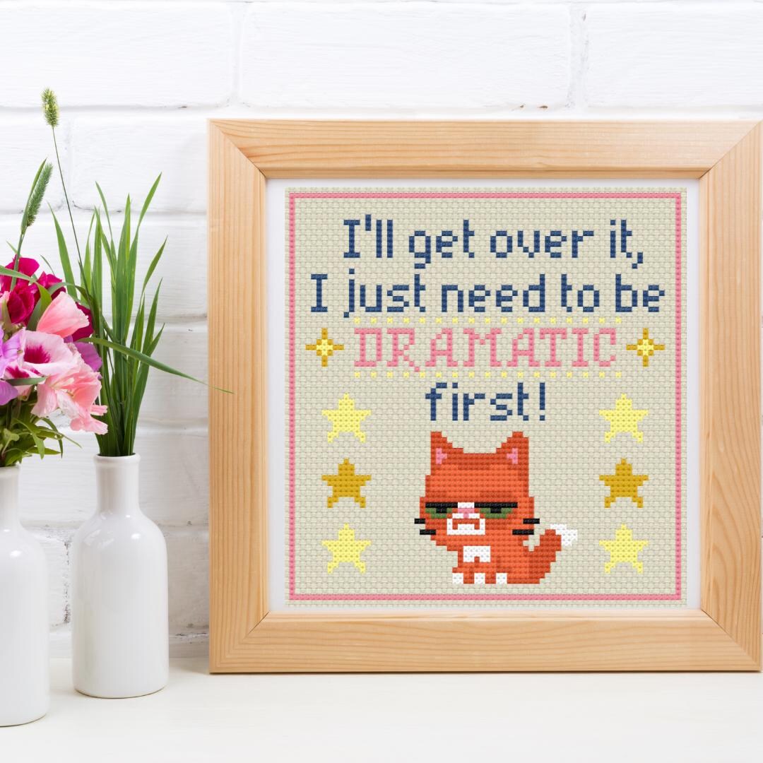 Grumpy Cat Cross Stitch PDF Pattern – Funny Quote “i’ll Get Over It, I ...