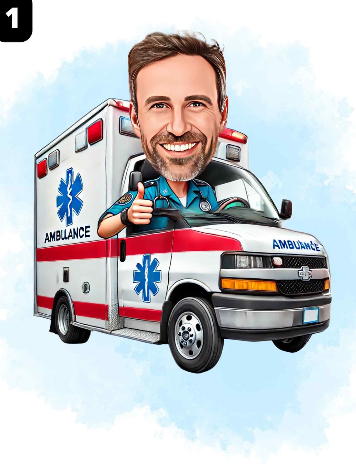 Paramedic Gift - Custom Caricature Portrait From Your Photo, Paramedic ...