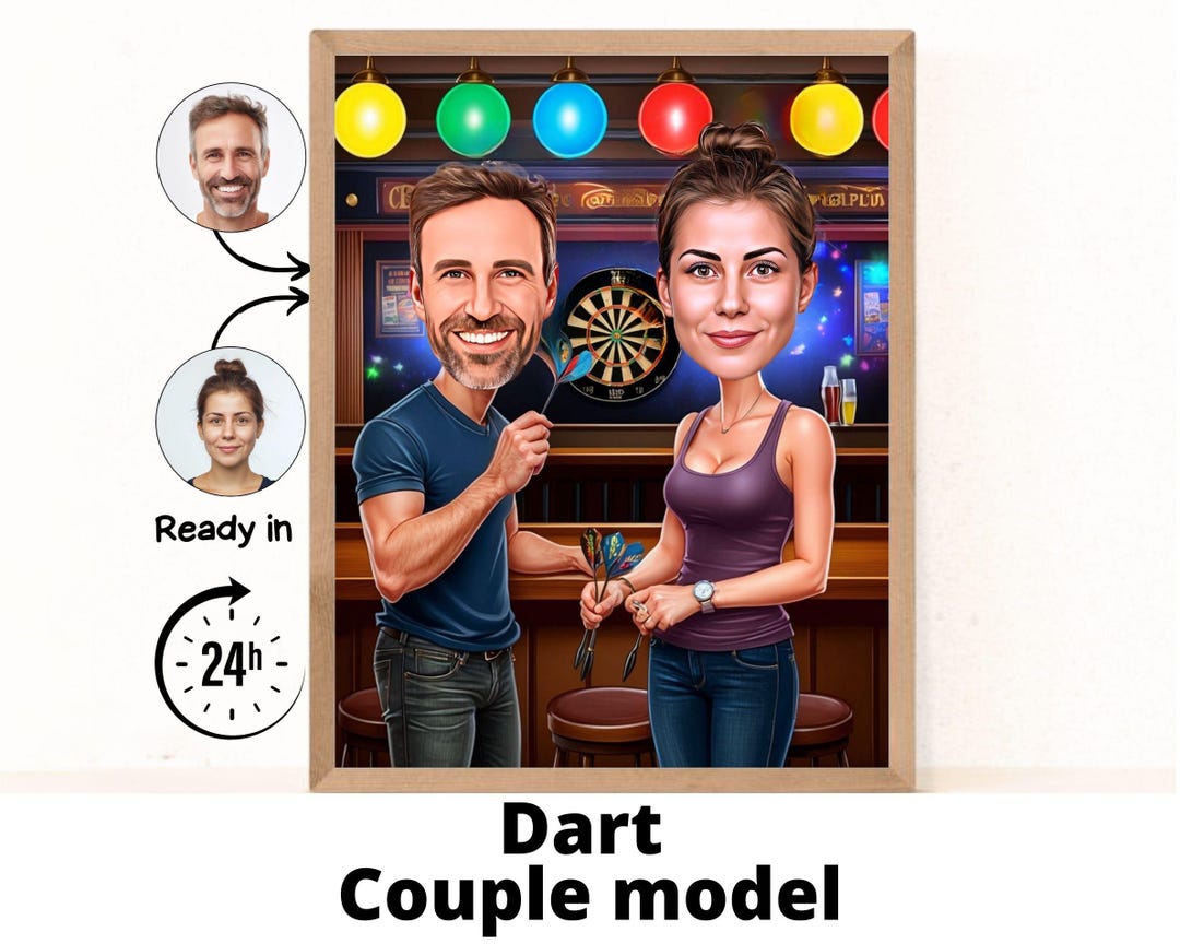 Personalised Darts Player Cartoon Portrait, Custom Darts Caricature ...