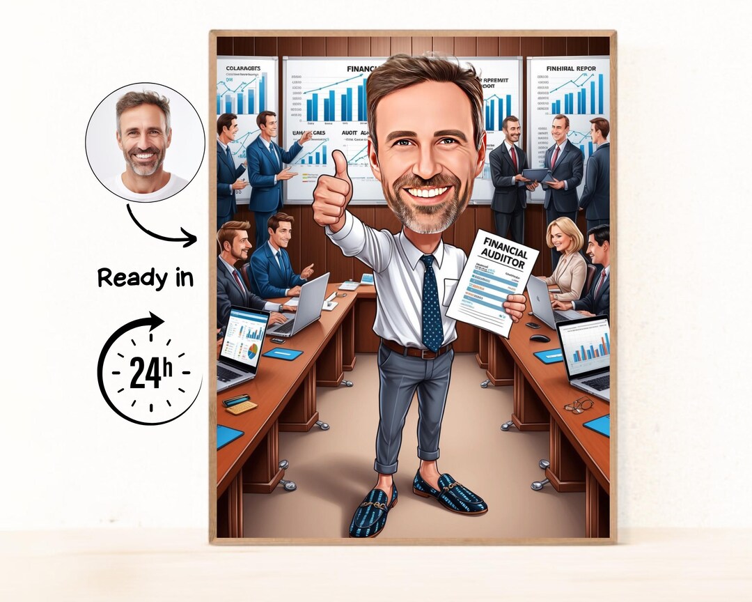 Financial Auditor Cartoon Portrait Financial Auditor Gift Custom ...