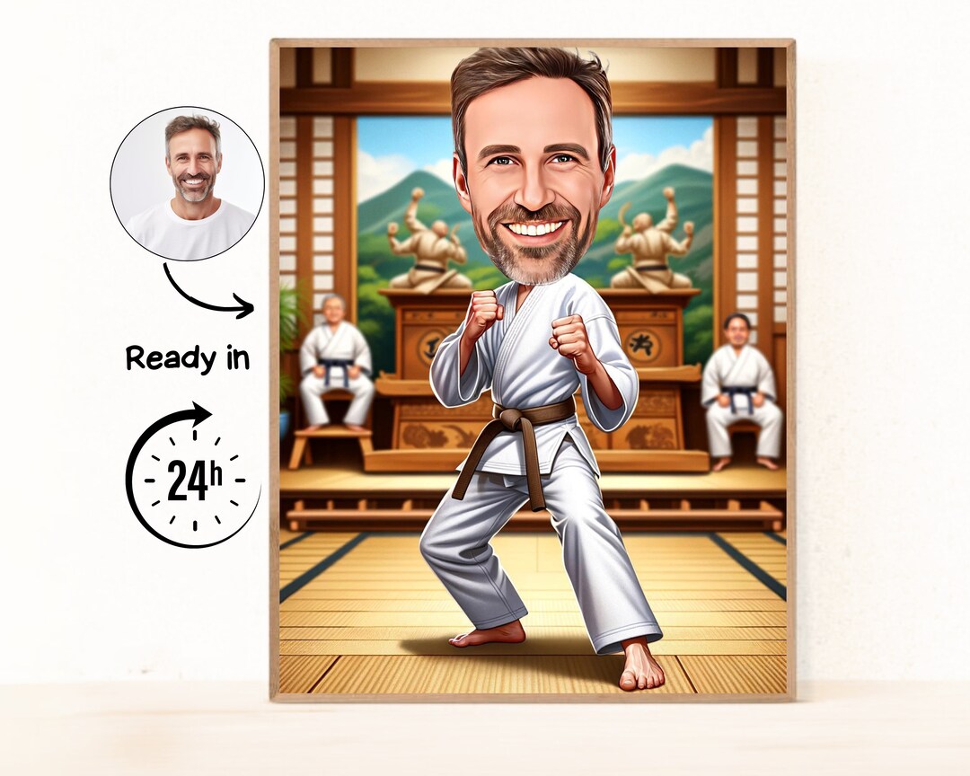 Custom Karate Cartoon Portrait, Karate Caricature, Karate Gift, Karate ...