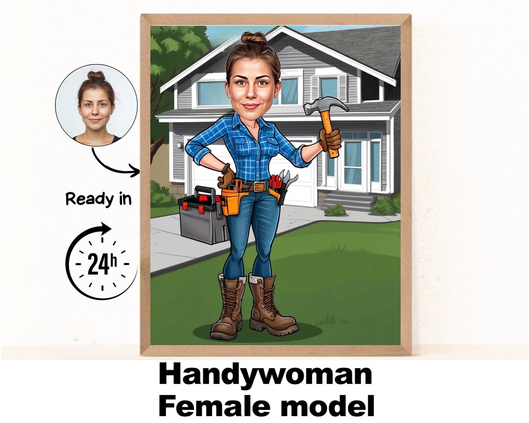 Handyman Caricature Drawing From Photo, Funny Handyman Gift for Men ...
