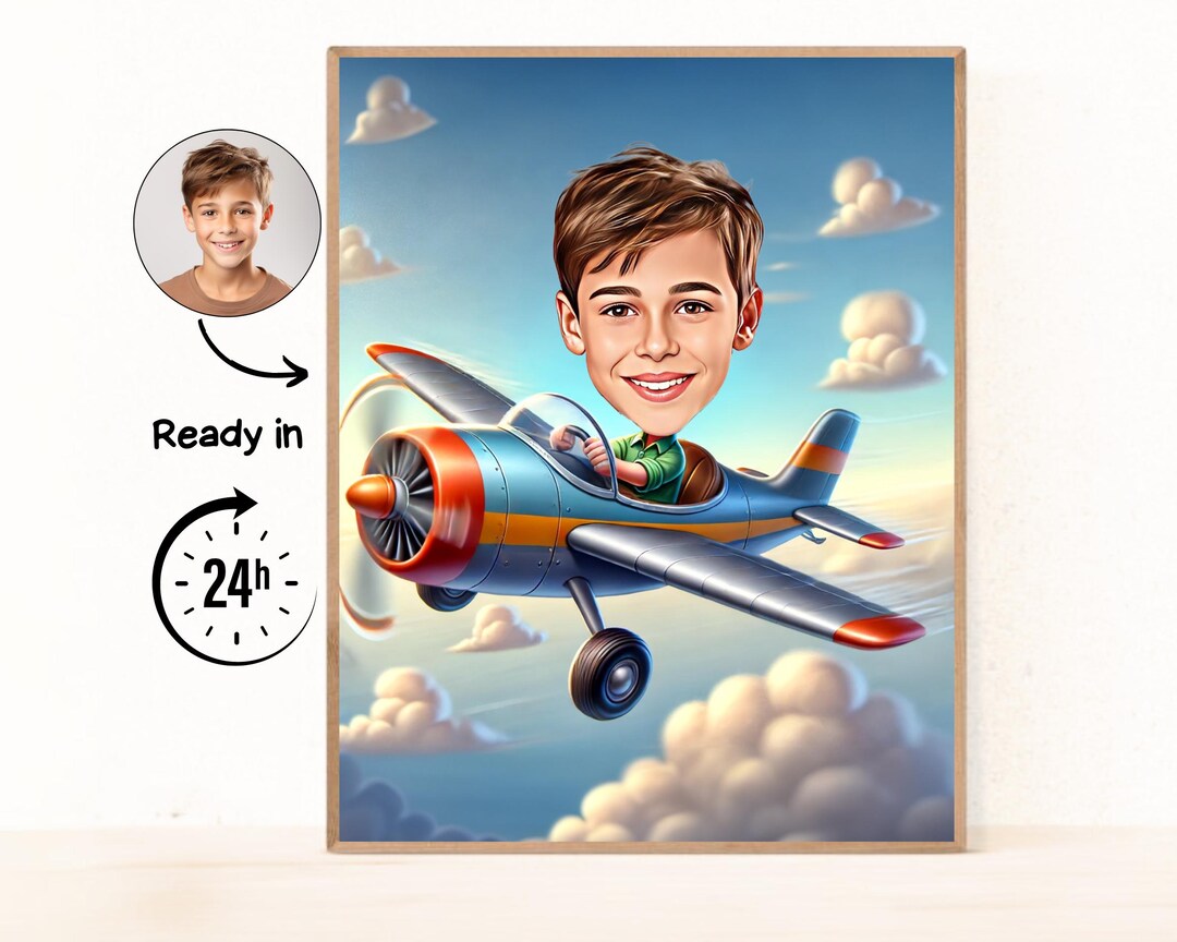 Custom Pilot Cartoon Portrait, Pilot Portrait, Pilot Gift, Pilot ...