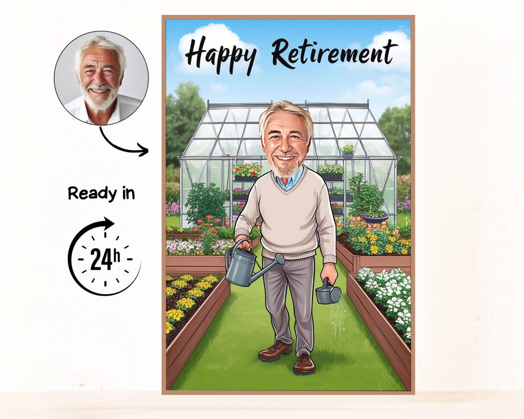 Personalized Retirement Cartoon Portrait, Custom Retirement Caricature ...