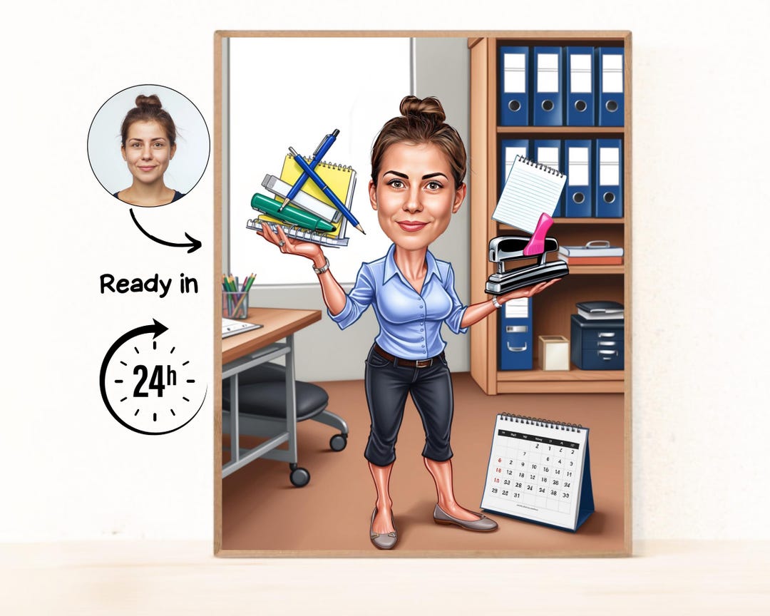 Secretary Portrait | Secretary Gift | Custom Secretary Caricature From ...