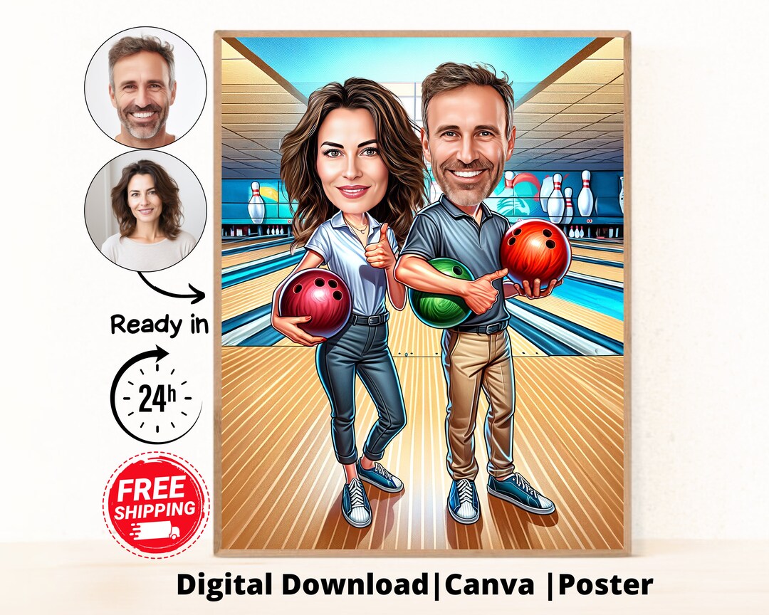 Bowler Gift, Bowling Player Caricature From Photo, Funny Bowling Player ...