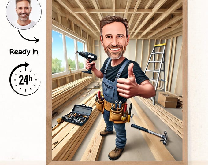 Carpenter Caricature Portrait Caricature Drawing From Photo Wooden ...