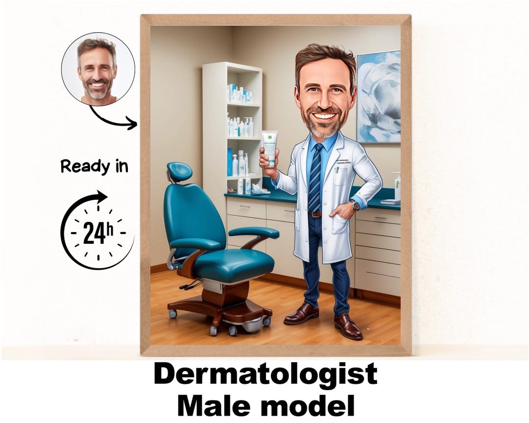 Dermatologist Cartoon Portrait | Dermatologist Gift | Custom ...