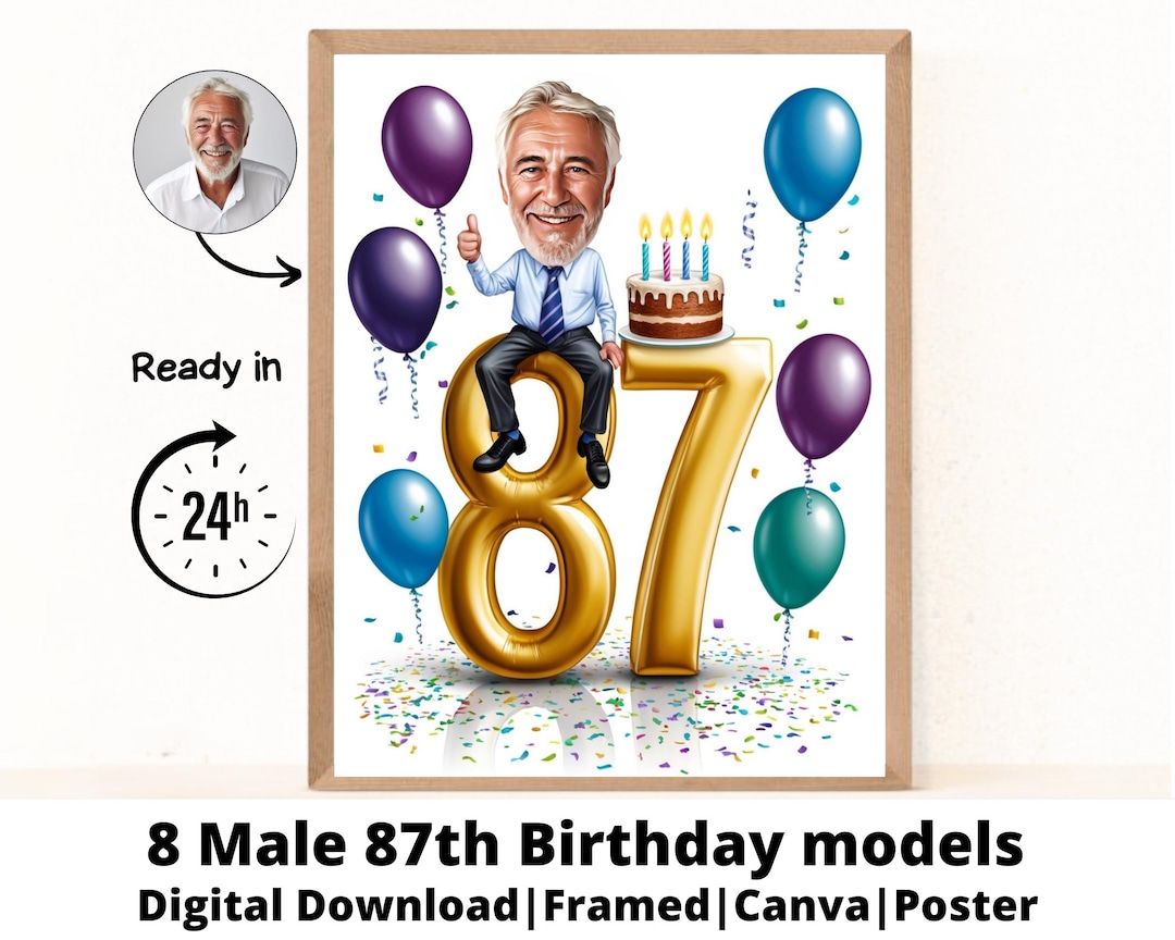 87th Male Birthday / 87th Birthday Invitation / 87th Birthday Card ...