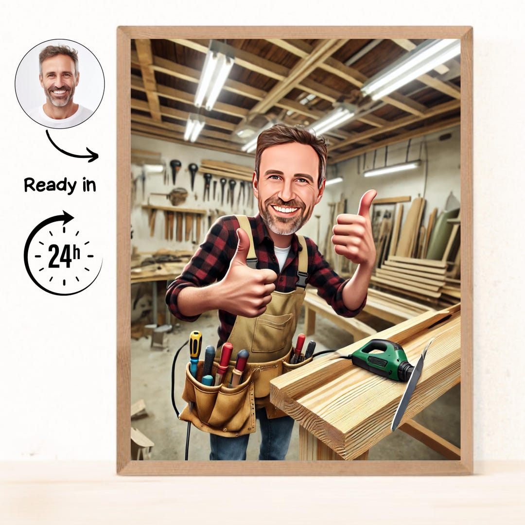 Carpenter Caricature Portrait Caricature Drawing From Photo Wooden ...