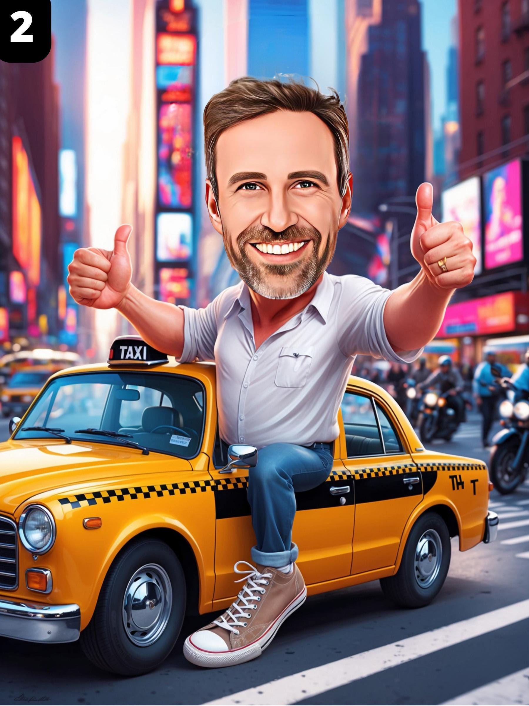 Taxi Driver Portrait | Taxi Driver Gift | Custom Taxi Driver Caricature ...