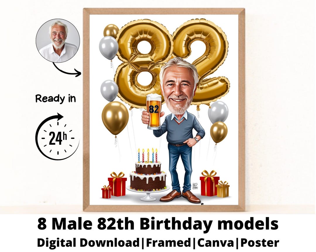82nd Male Birthday / 82nd Birthday Invitation / 82nd Birthday Card ...