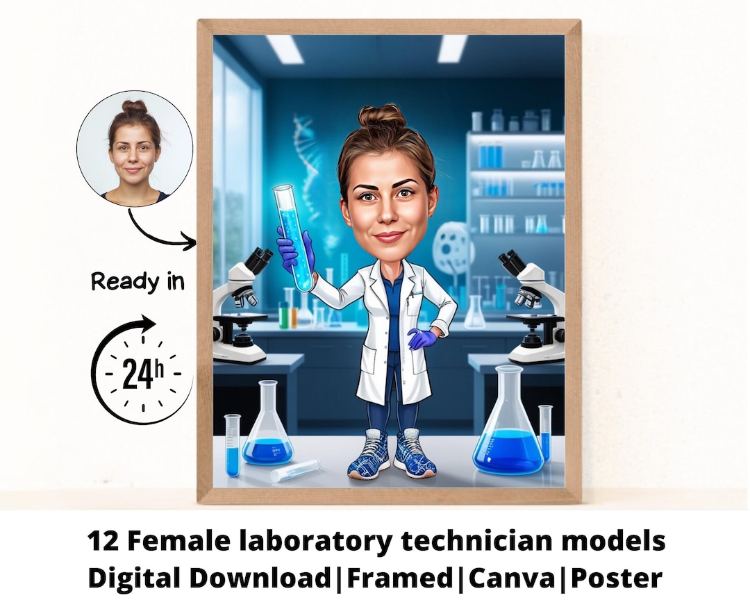 Laboratory Technician Female Cartoon Portrait / Laboratory Technician ...