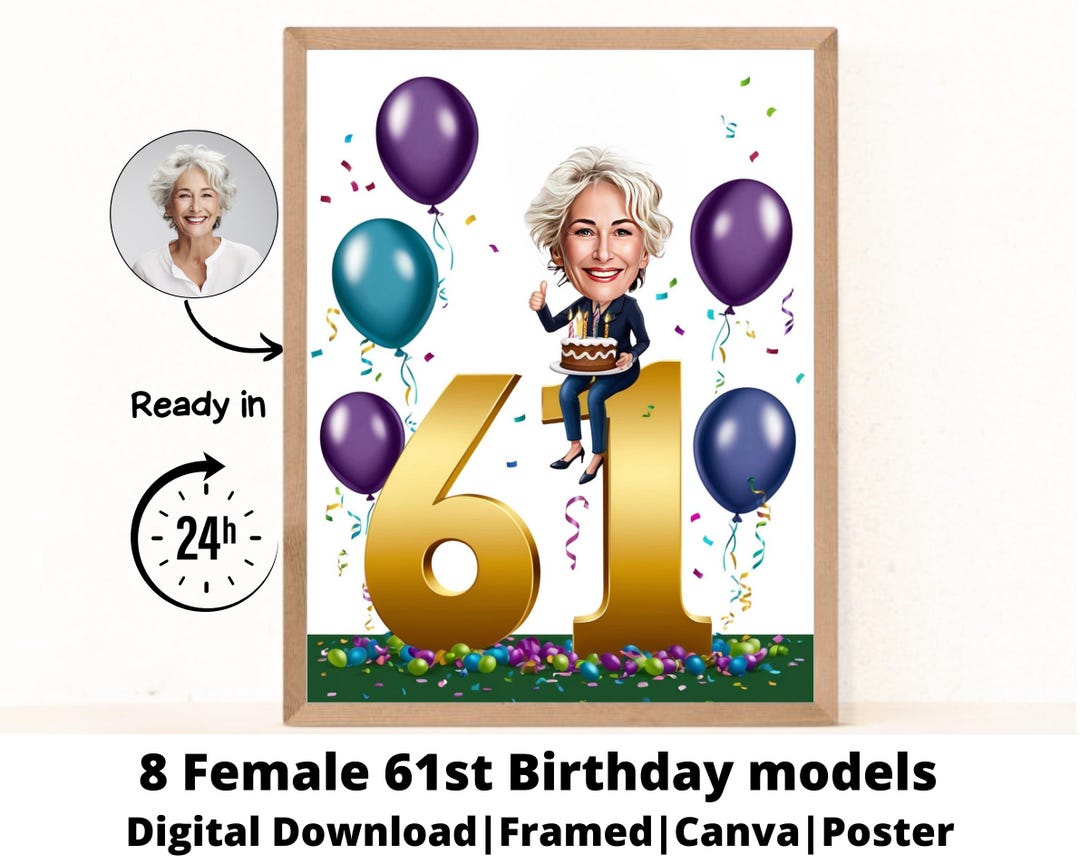 61st Female Birthday / 61st Birthday Invitation / 61st Birthday Card ...