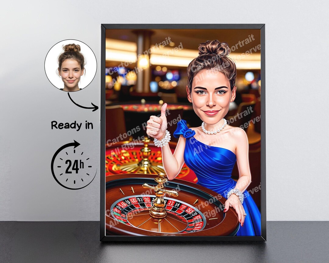 Roulette Lover Gift – Custom Caricature Portrait From Your Photo ...