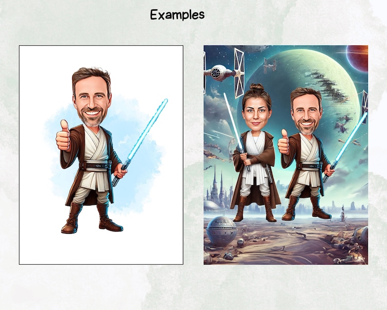 Customised Jedi Family Portrait, Custom Photo Digital Portraits, Custom ...