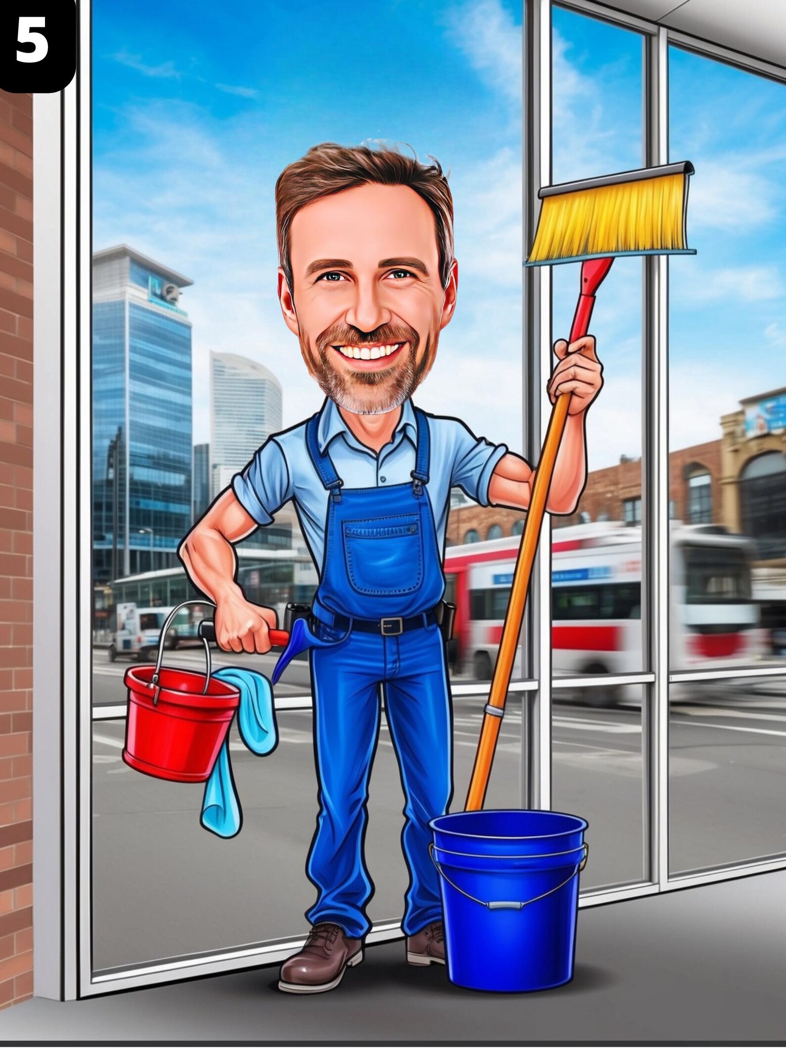 Window Cleaner Gift - Custom Window Cleaner Caricature Portrait From ...