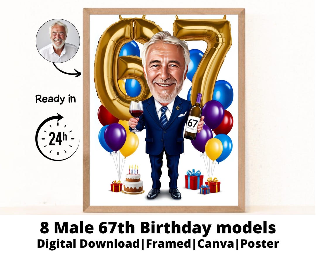 67th Male Birthday / 67th Birthday Invitation / 67th Birthday Card ...