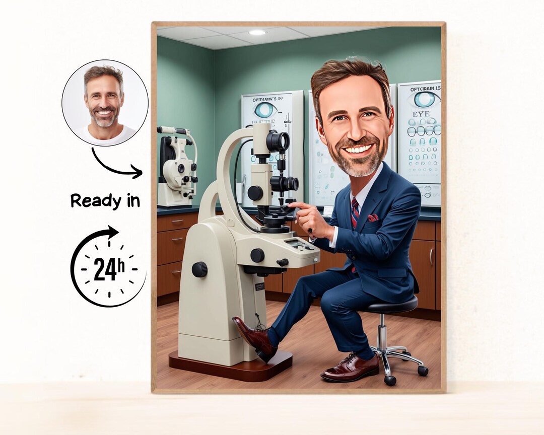 Optician Cartoon Portrait Optician Gift Custom Optician Caricature From ...