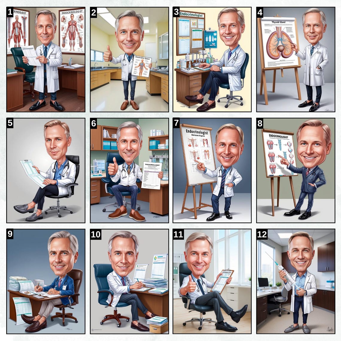 Endocrinologist Cartoon Portrait | Endocrinologist Gift | Custom ...