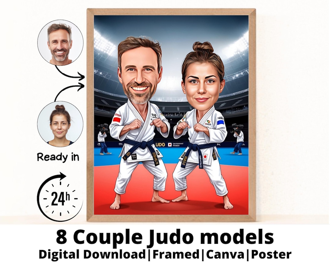 Judo Couple Cartoon Portrait / Judo Gift / Custom Judo Caricature ...
