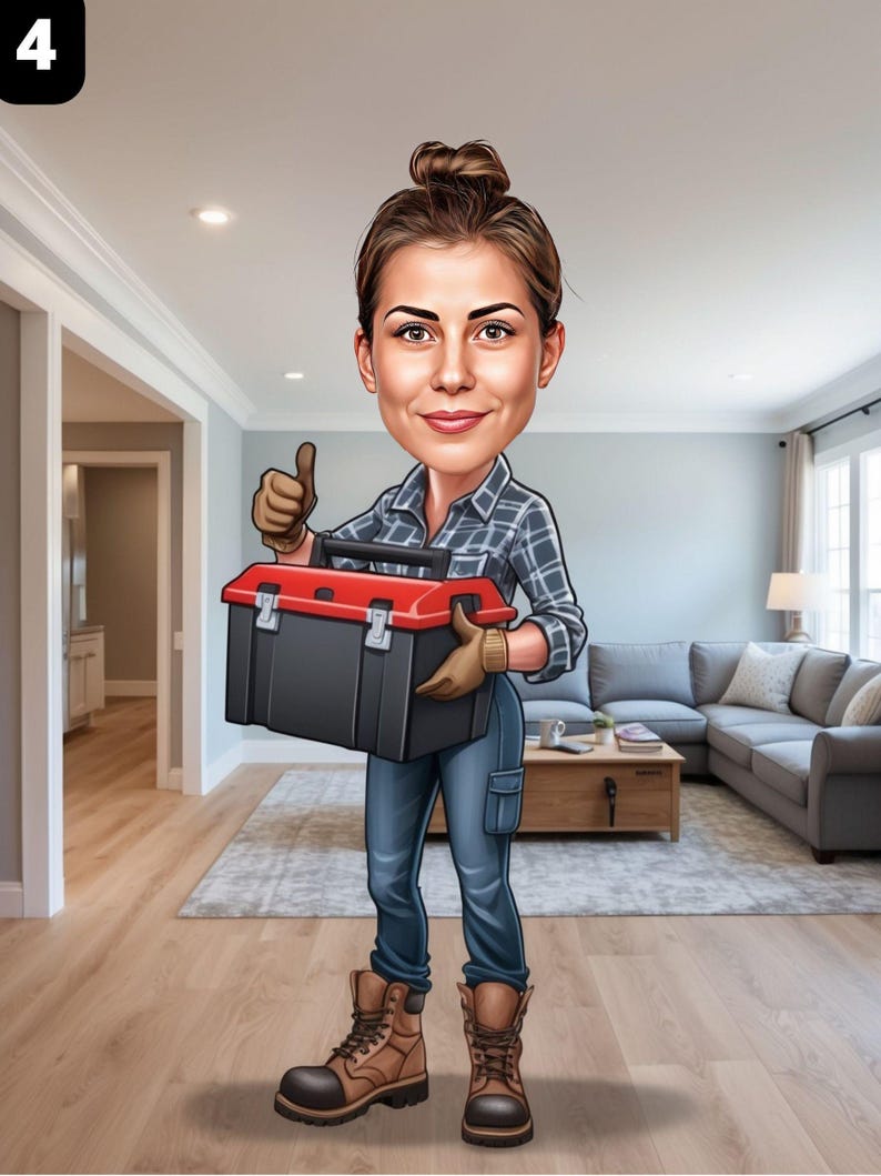Handyman Caricature Drawing From Photo, Funny Handyman Gift for Men ...