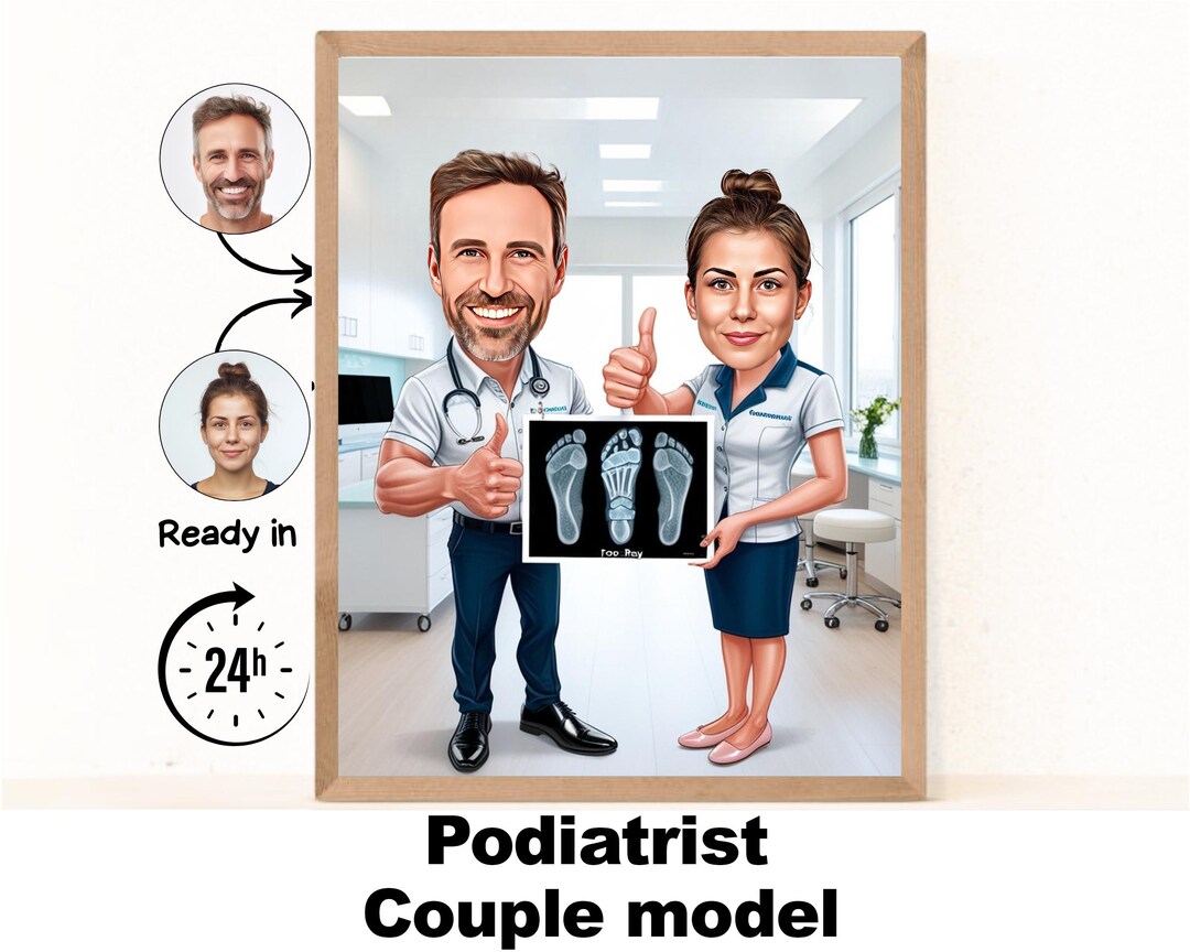 Podiatrist Couple Cartoon Portrait / Podiatrist Gift / Custom ...