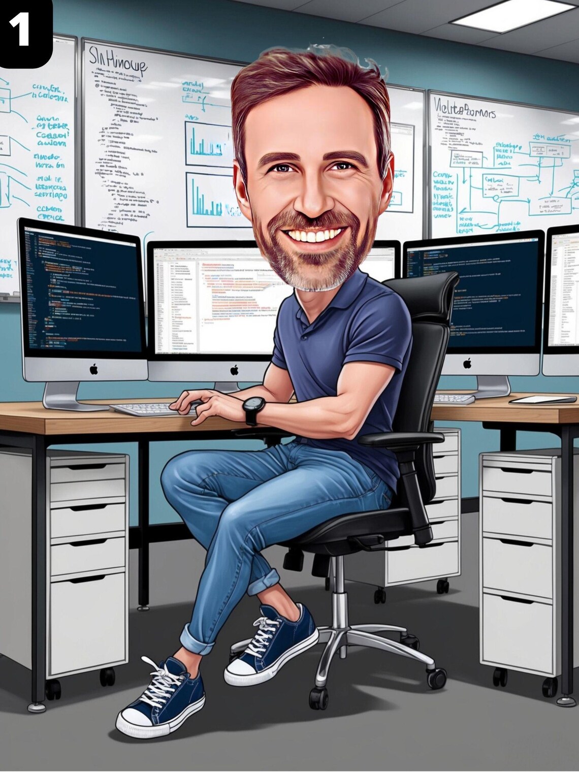 Developer Cartoon Portrait | Developer Software Gift | Custom Developer ...