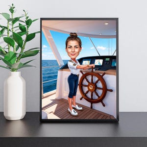 Ship Captain Portrait Ship Captain Gift Custom Ship Captain Caricature ...