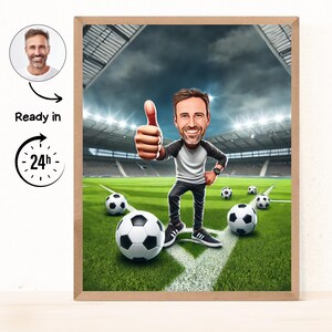 Soccer Coach Cartoon Drawing From Photo for Men, Custom Soccer Coach ...
