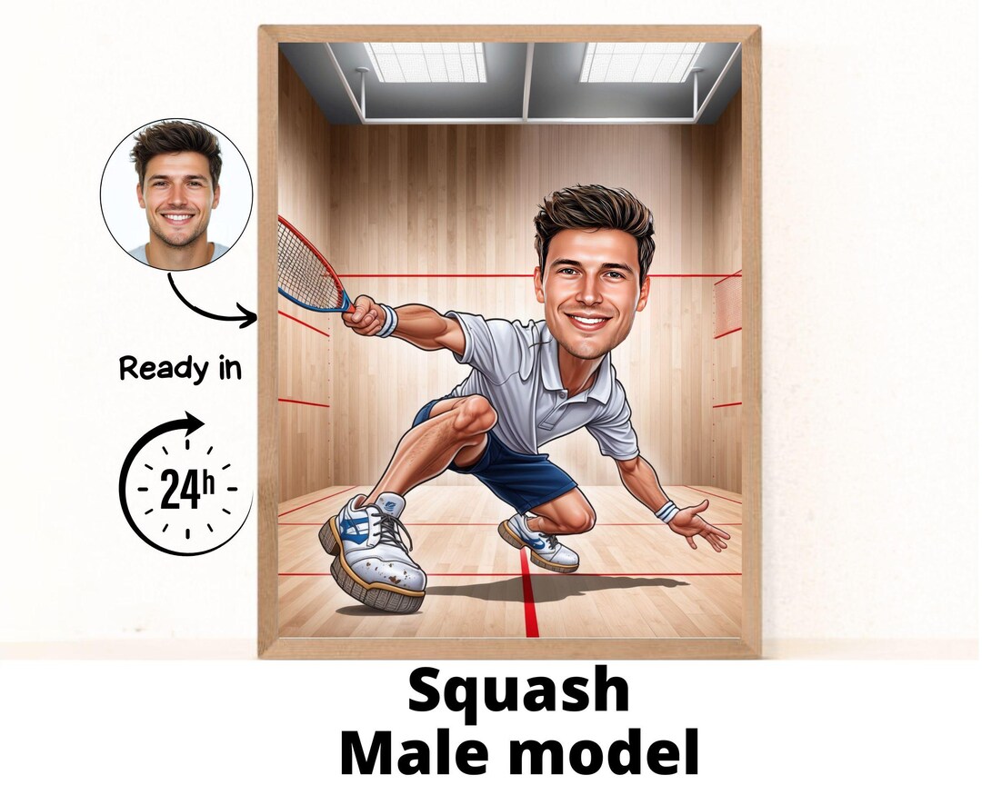 Squash Cartoon Portrait | Squash Gift | Custom Squash Caricature ...