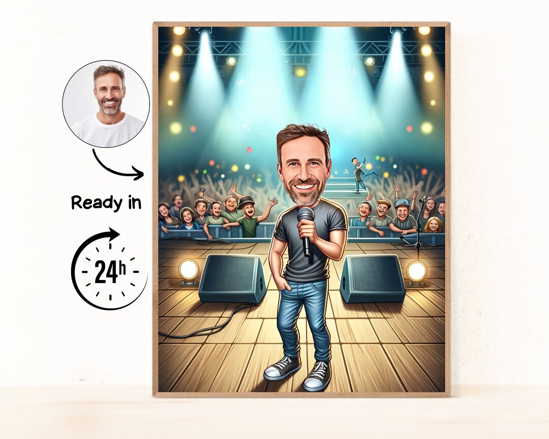 Custom Singer Cartoon Portrait, Singer Caricature, Gift for Singer ...