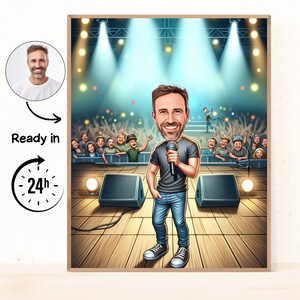 Custom Singer Cartoon Portrait, Singer Caricature, Gift for Singer ...