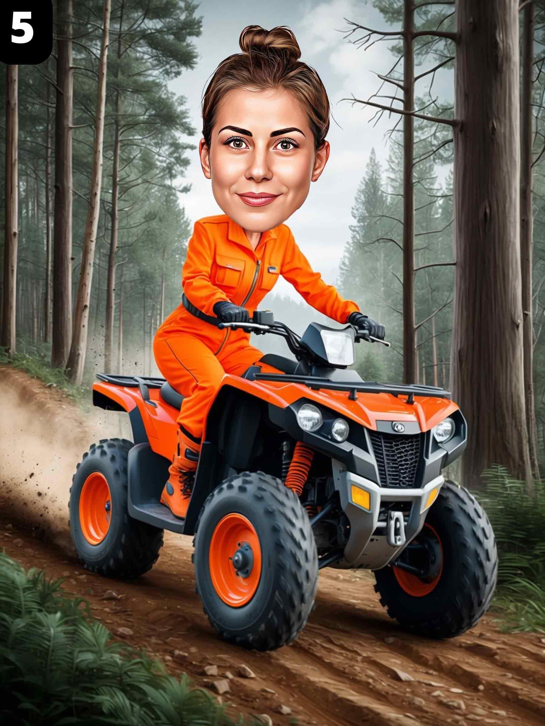 ATV Female Cartoon Portrait / ATV Gift / Custom ATV Caricature / A - Etsy